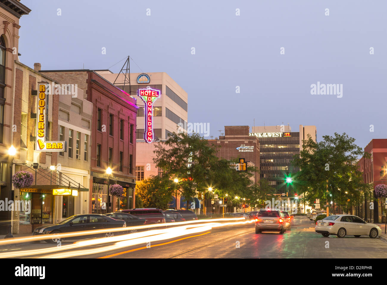 Dusk in Downtown Fargo, North Dakota, USA Stock Photo - Alamy