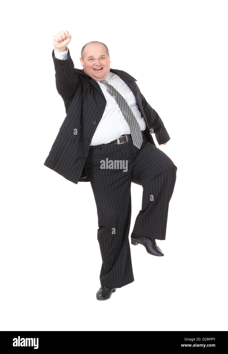 Very overweight cheerful businessman, on white background Stock Photo ...