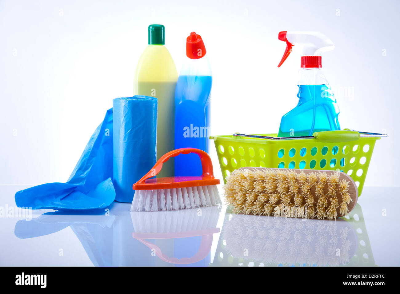 Group of assorted cleaning Stock Photo - Alamy