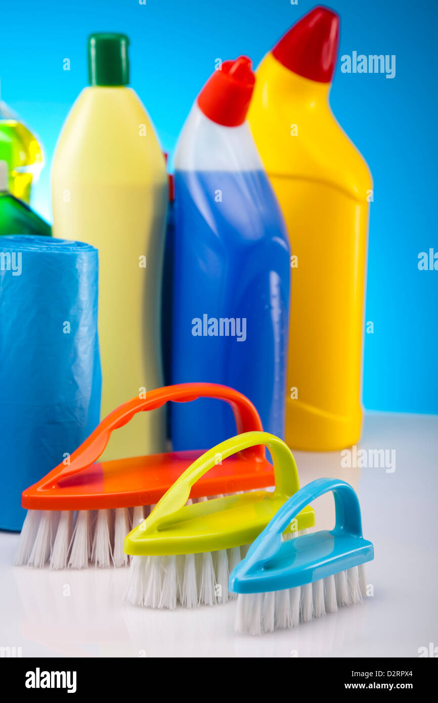 Group of assorted cleaning Stock Photo - Alamy