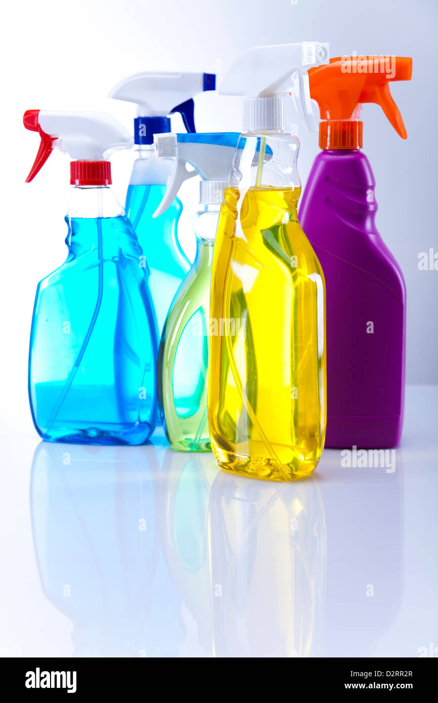 Group of assorted cleaning Stock Photo - Alamy