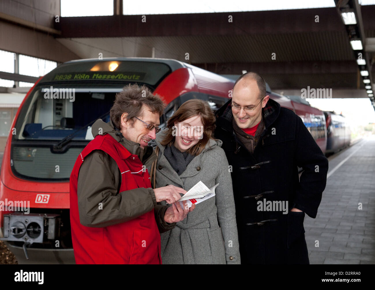 Duesseldorf, Germany, travelers drive the DB Job Service issued ...