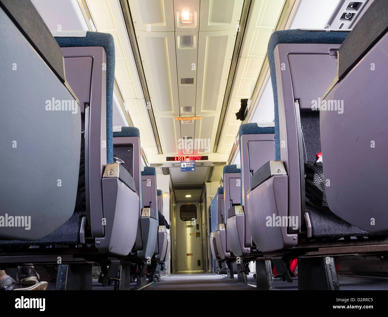 Aisle and Seats in a Passenger Train Car, USA Stock Photo - Alamy