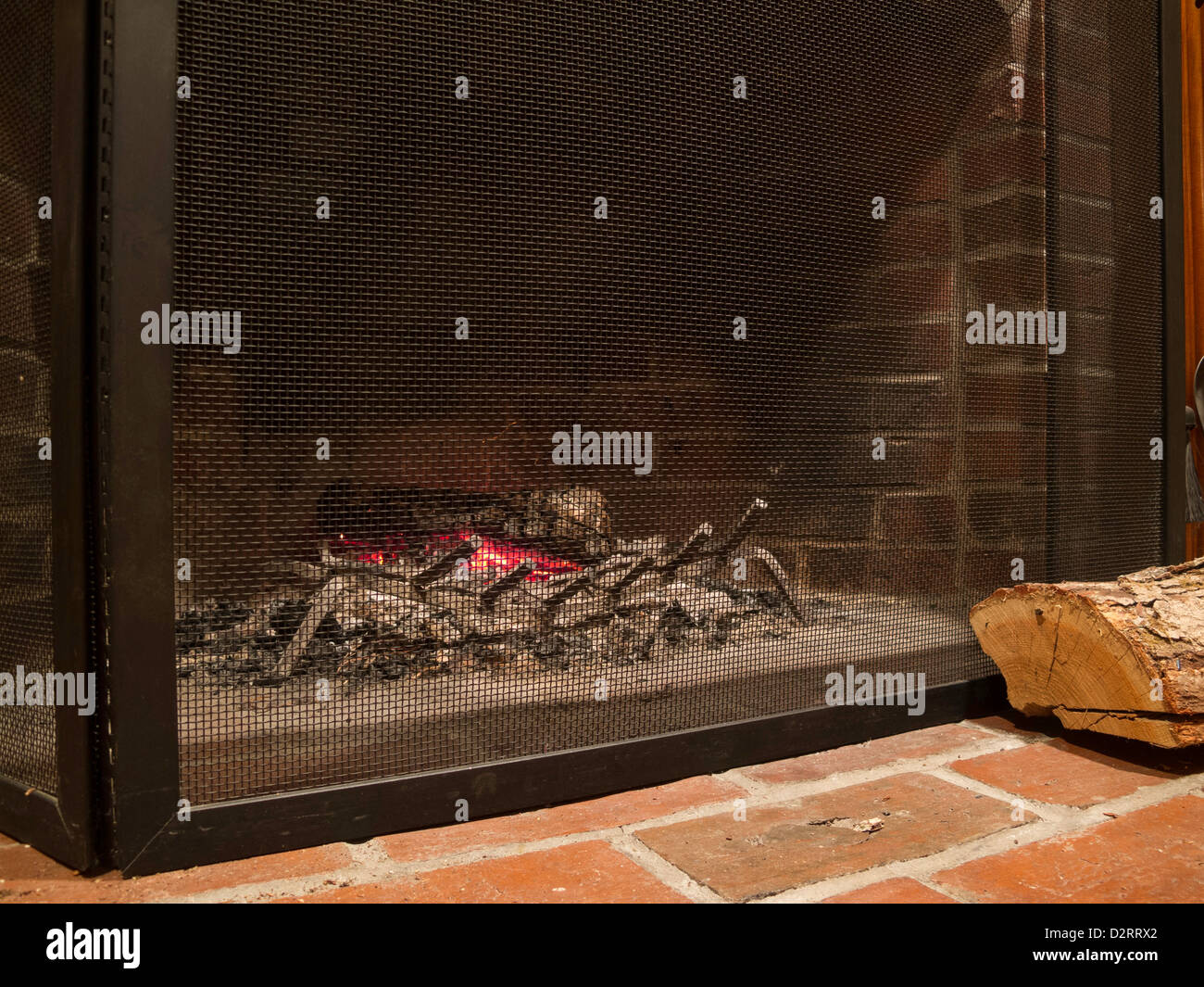Residential Fireplace Fire Burns Out, USA Stock Photo - Alamy