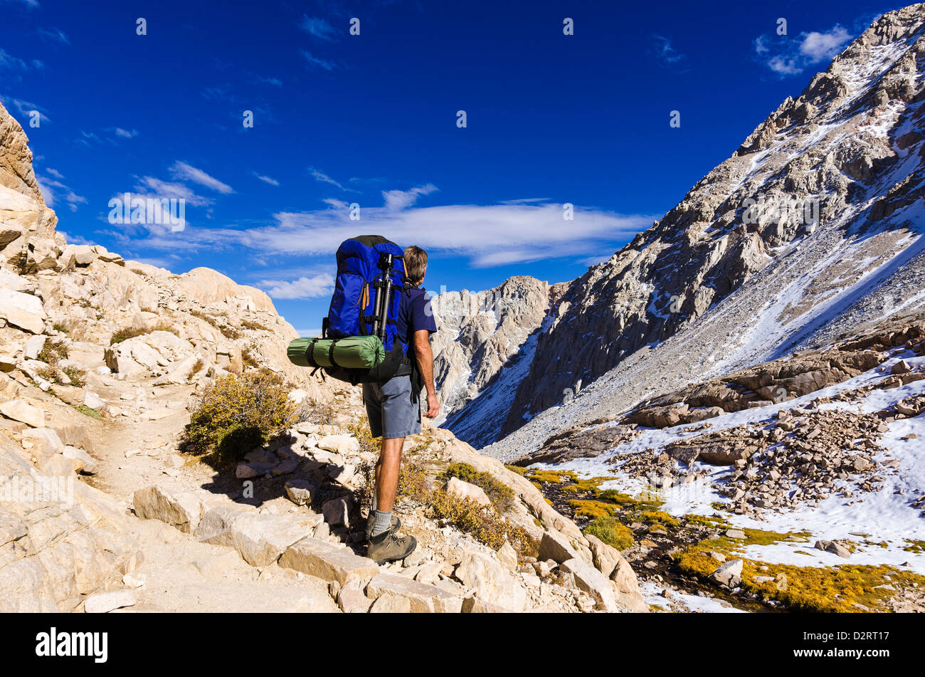 Backpacker on the Mount Whitney Trail, John Muir Wilderness, California ...