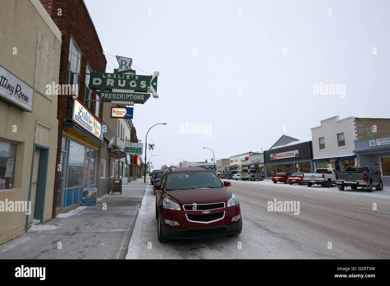 shops and stores on the main street Biggar Saskatchewan Canada in ...