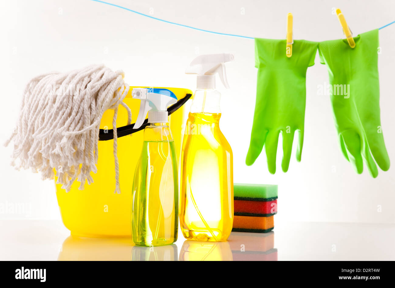 Assorted cleaning products Stock Photo - Alamy