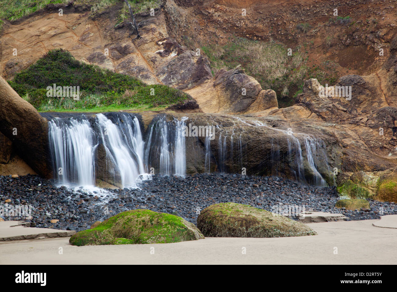 OR, Oregon Coast, Waterfall and rocks, at Hug Point Stock Photo - Alamy