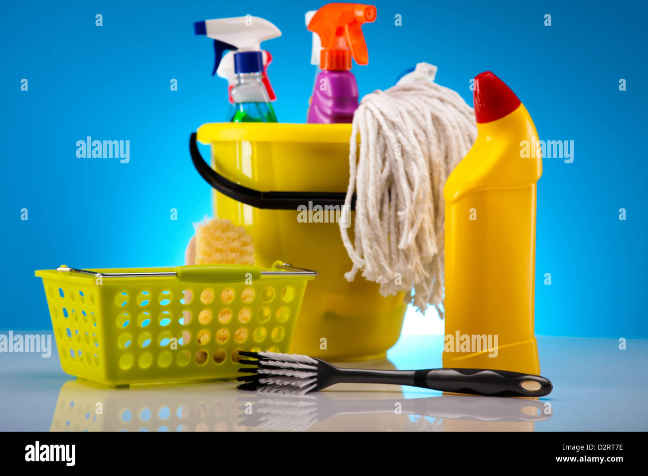 Group of assorted cleaning Stock Photo - Alamy