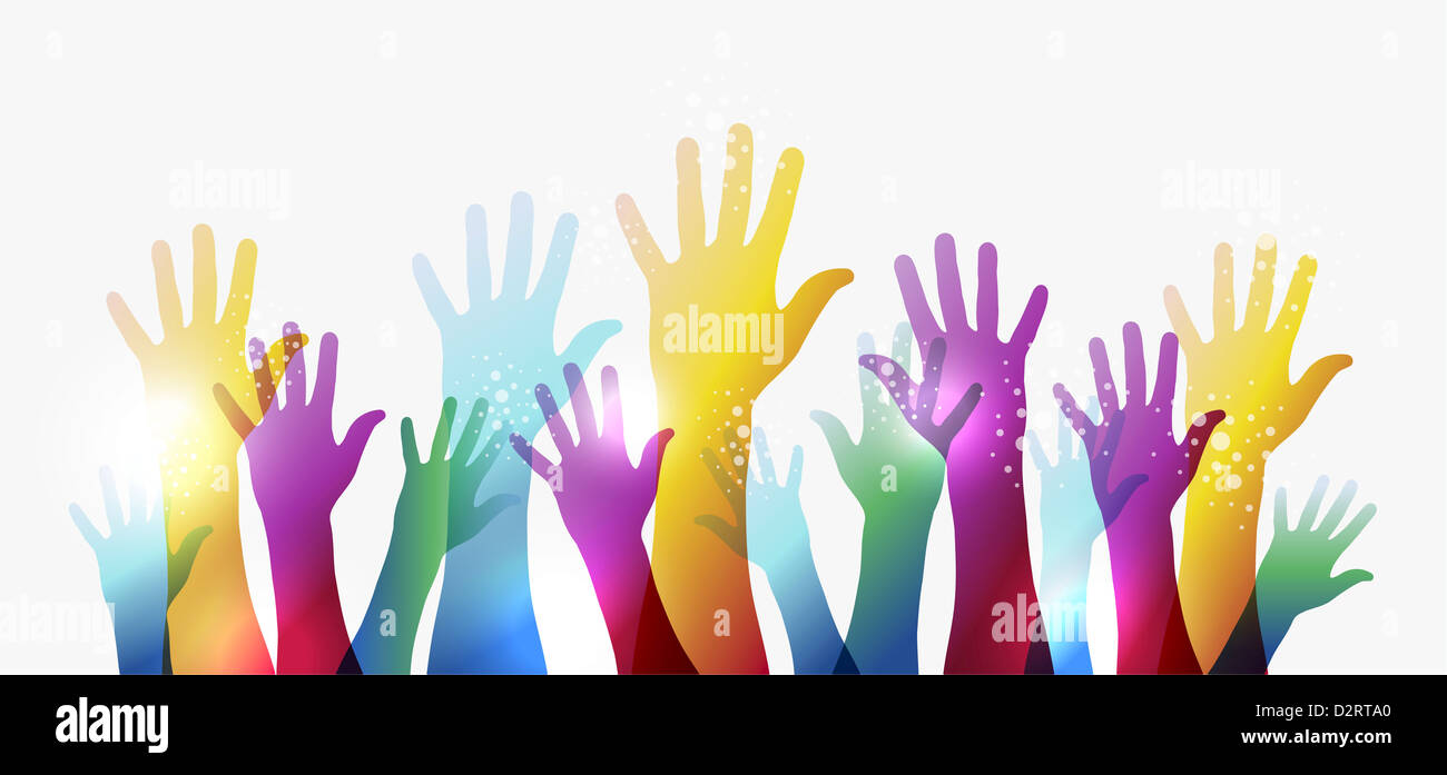 Diversity transparent hands on white background. EPS 10 vector ...