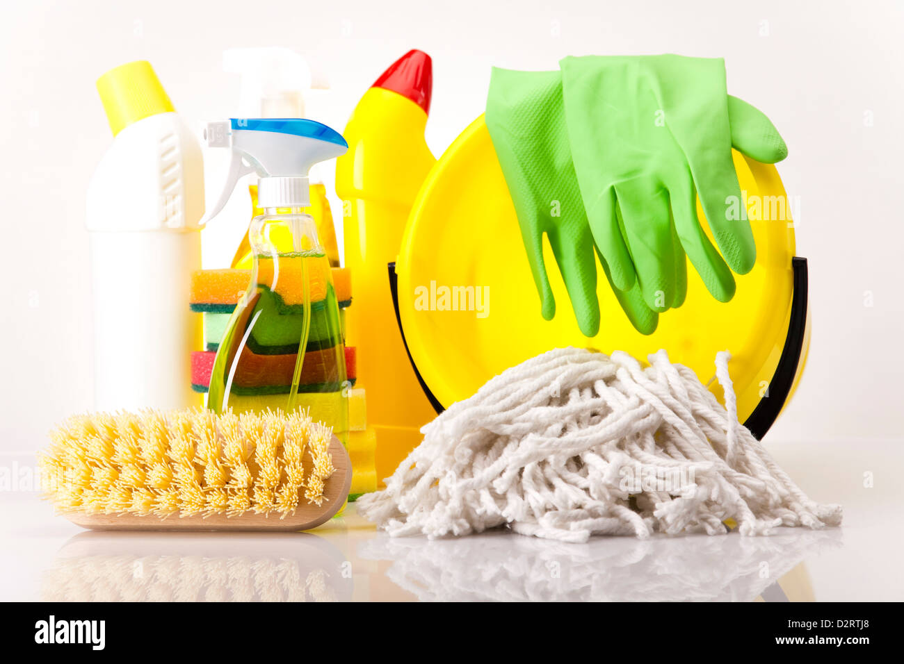 Assorted cleaning products Stock Photo - Alamy