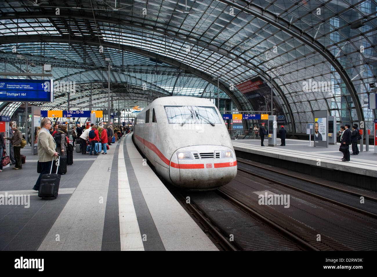 Berlin, Germany, an ICE train pulls into the Berlin Hauptbahnhof Stock ...
