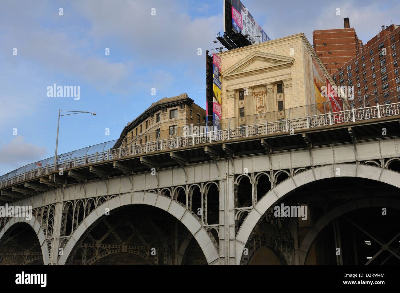 Apartment buildings and bridge, New York City, USA Stock Photo - Alamy