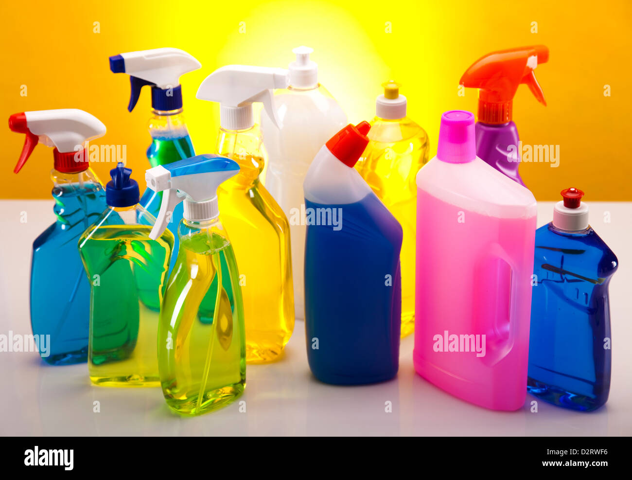 Group of assorted cleaning Stock Photo - Alamy