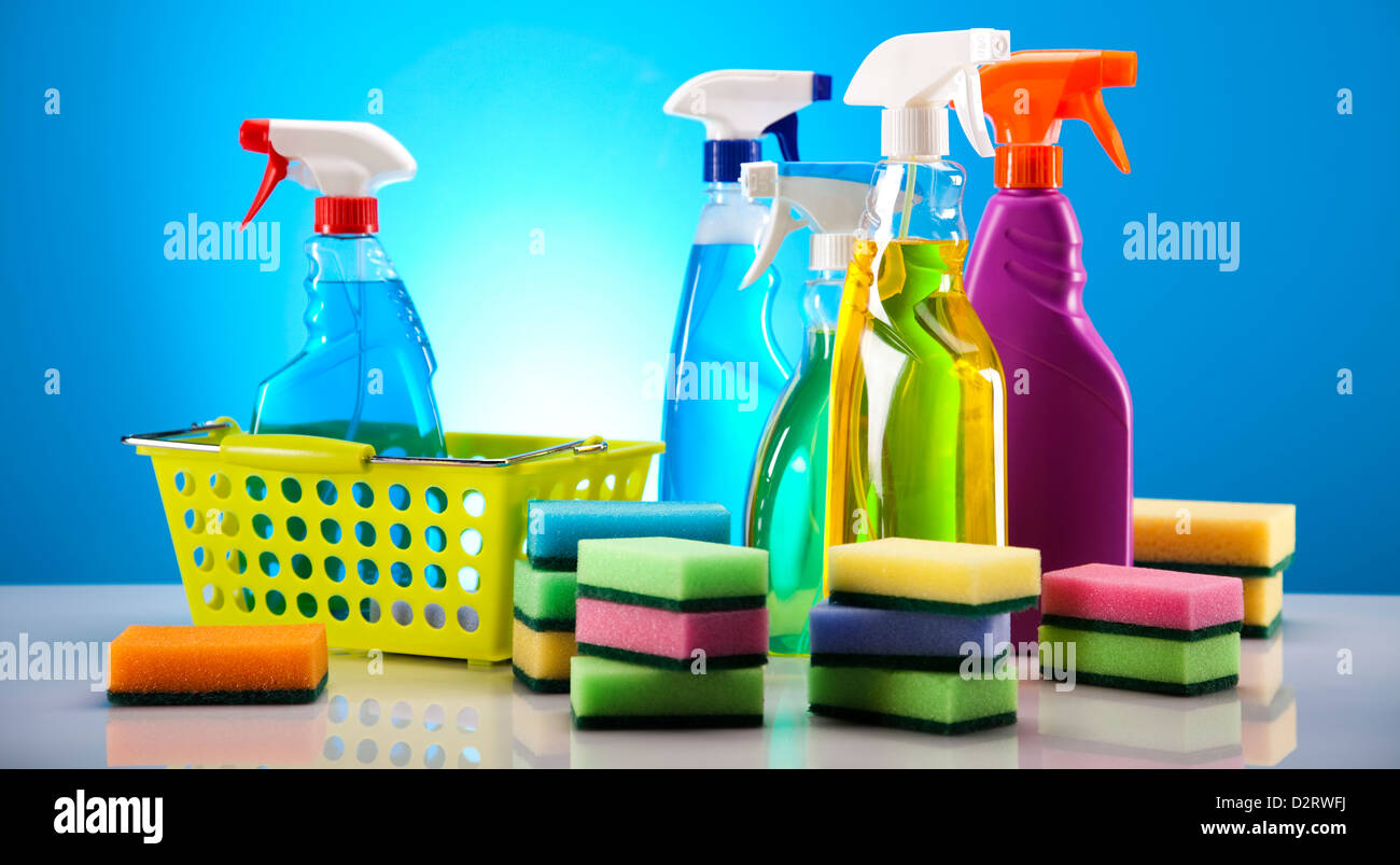 Set of cleaning products Stock Photo - Alamy