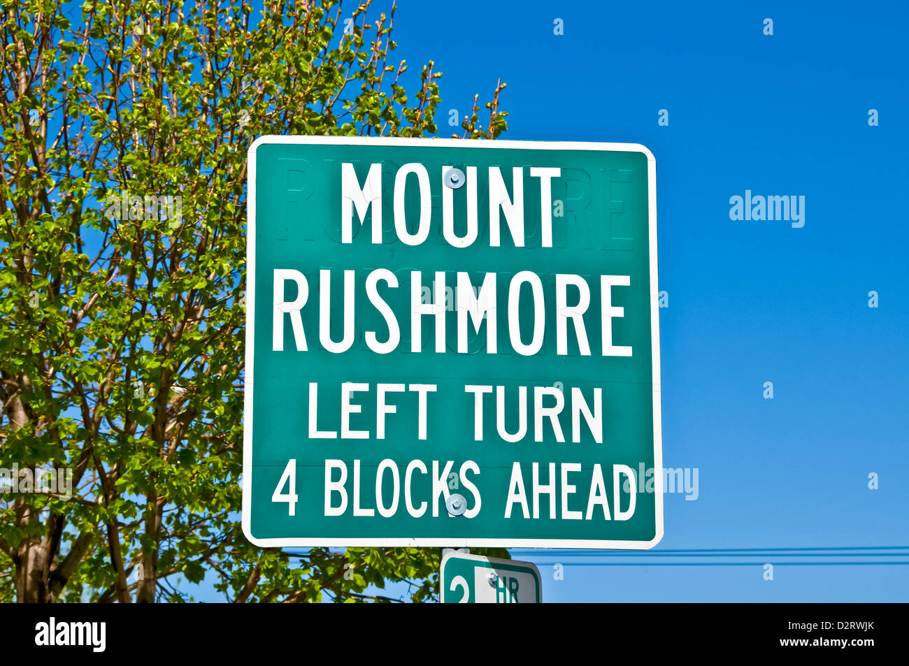 Traffic sign to Mount Rushmore National Memorial 4 blocks ahead Stock ...