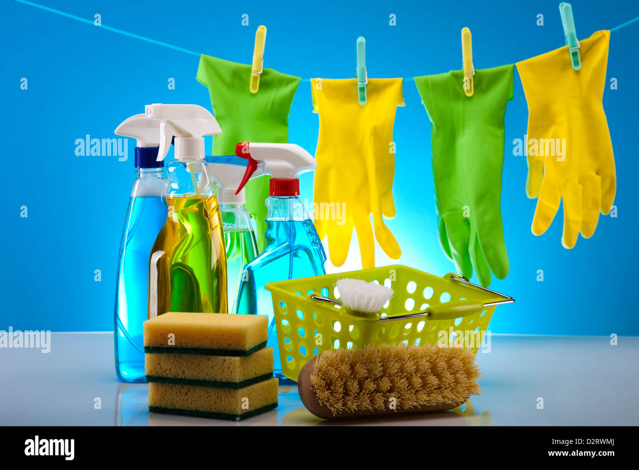 Set of cleaning products Stock Photo - Alamy