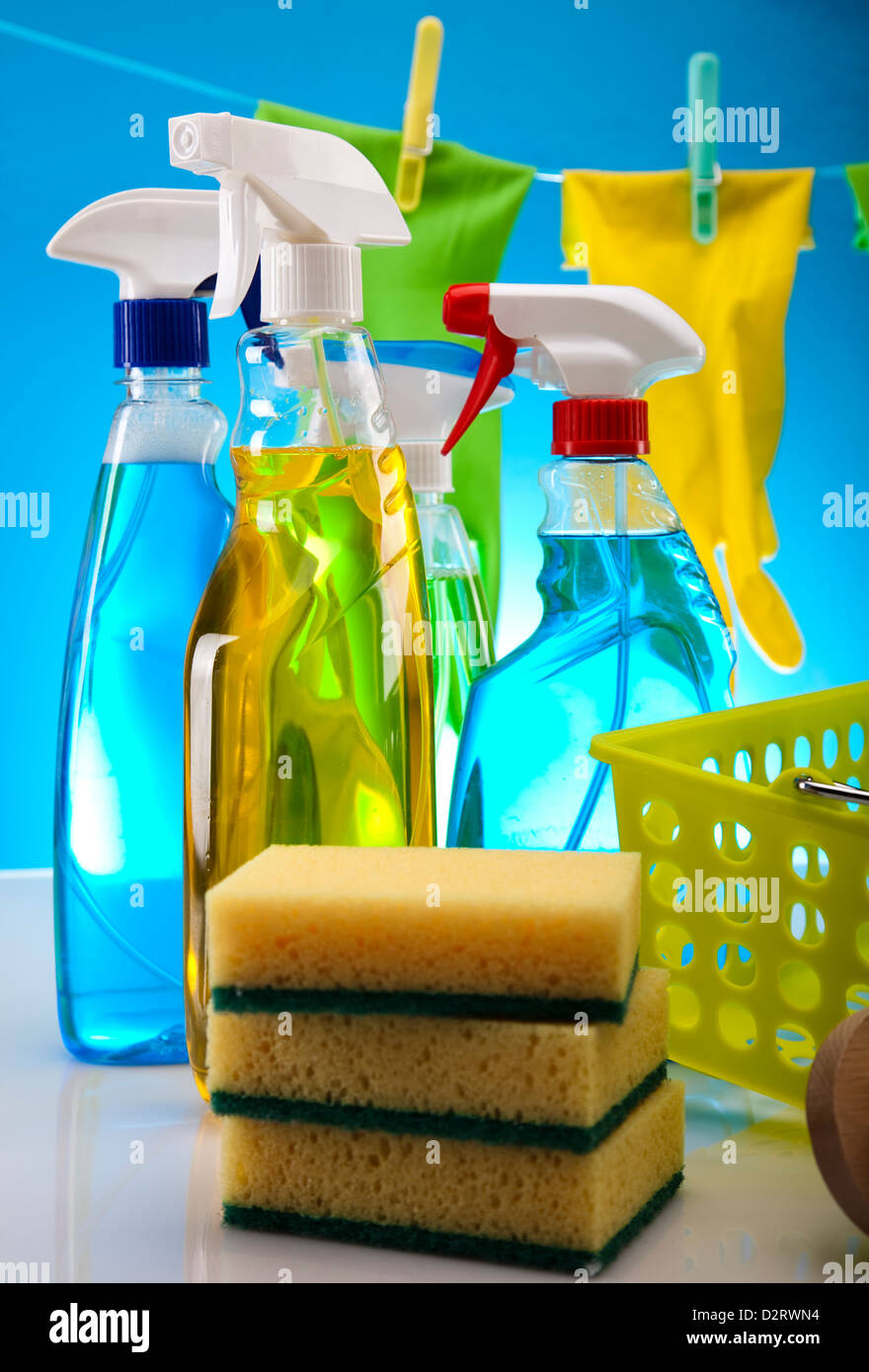 House cleaning products Stock Photo - Alamy