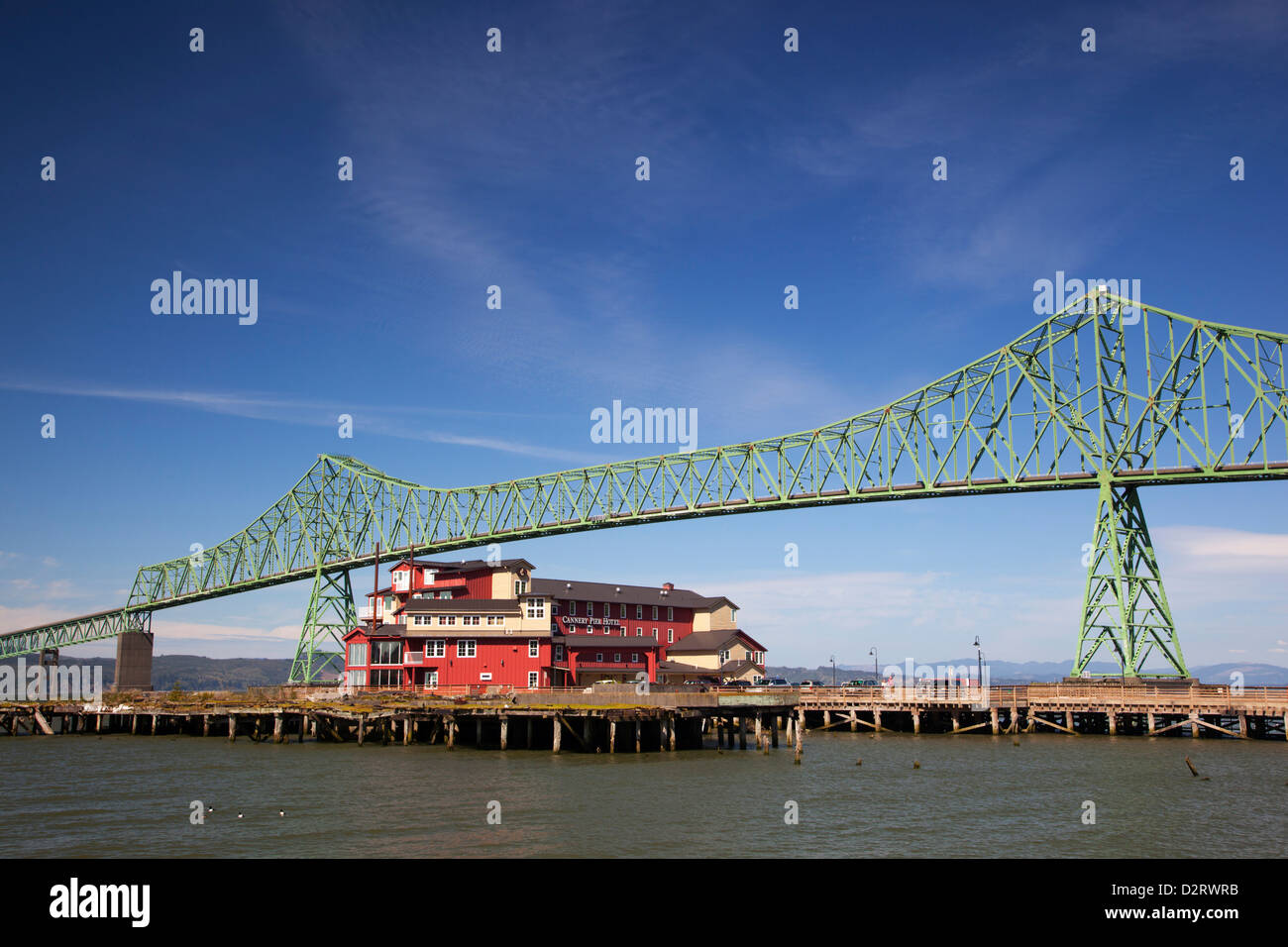 OR, Astoria, Astoria-Melger Bridge, with the Cannery Pier Hotel on the ...