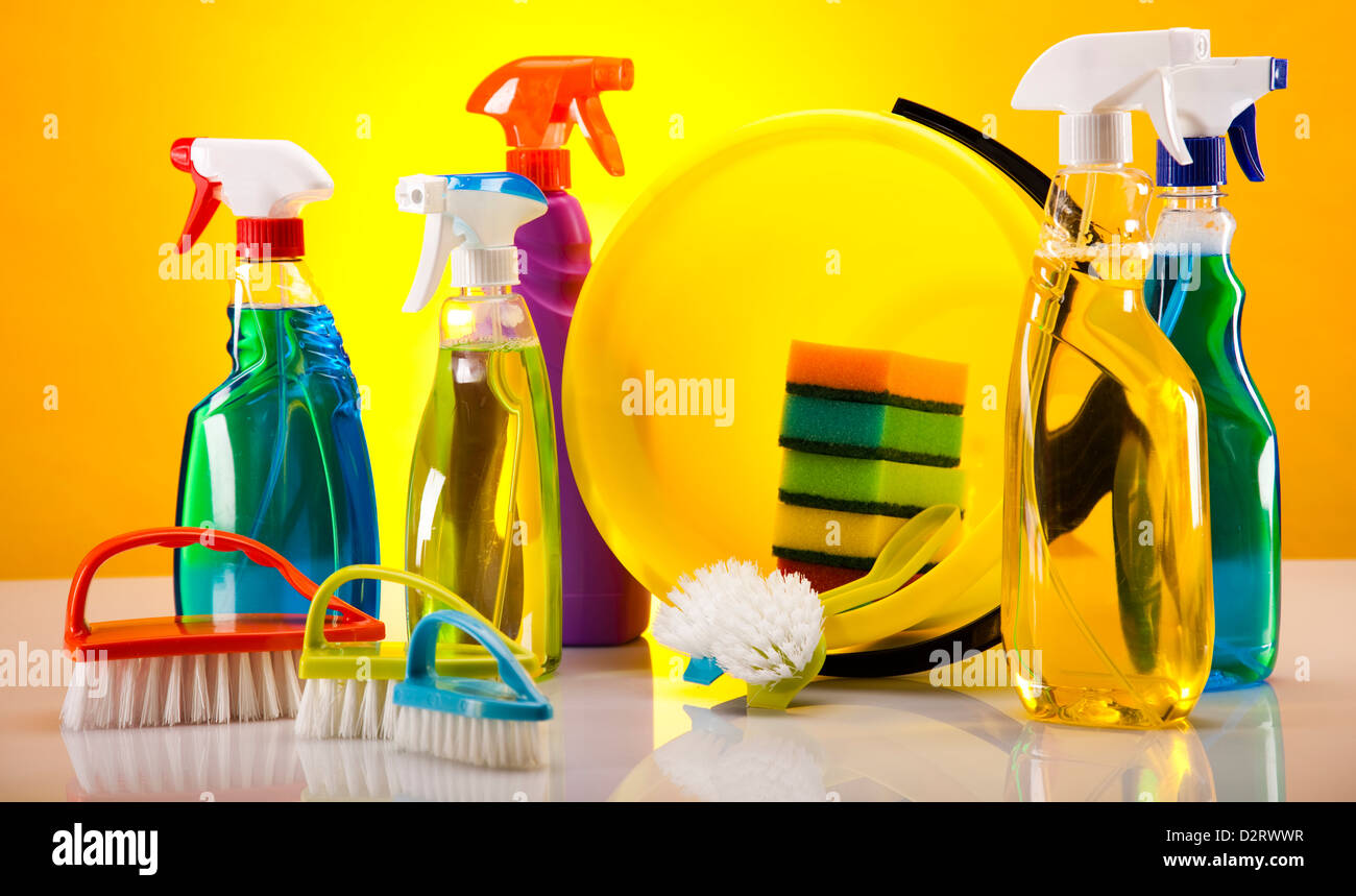 House cleaning products Stock Photo - Alamy