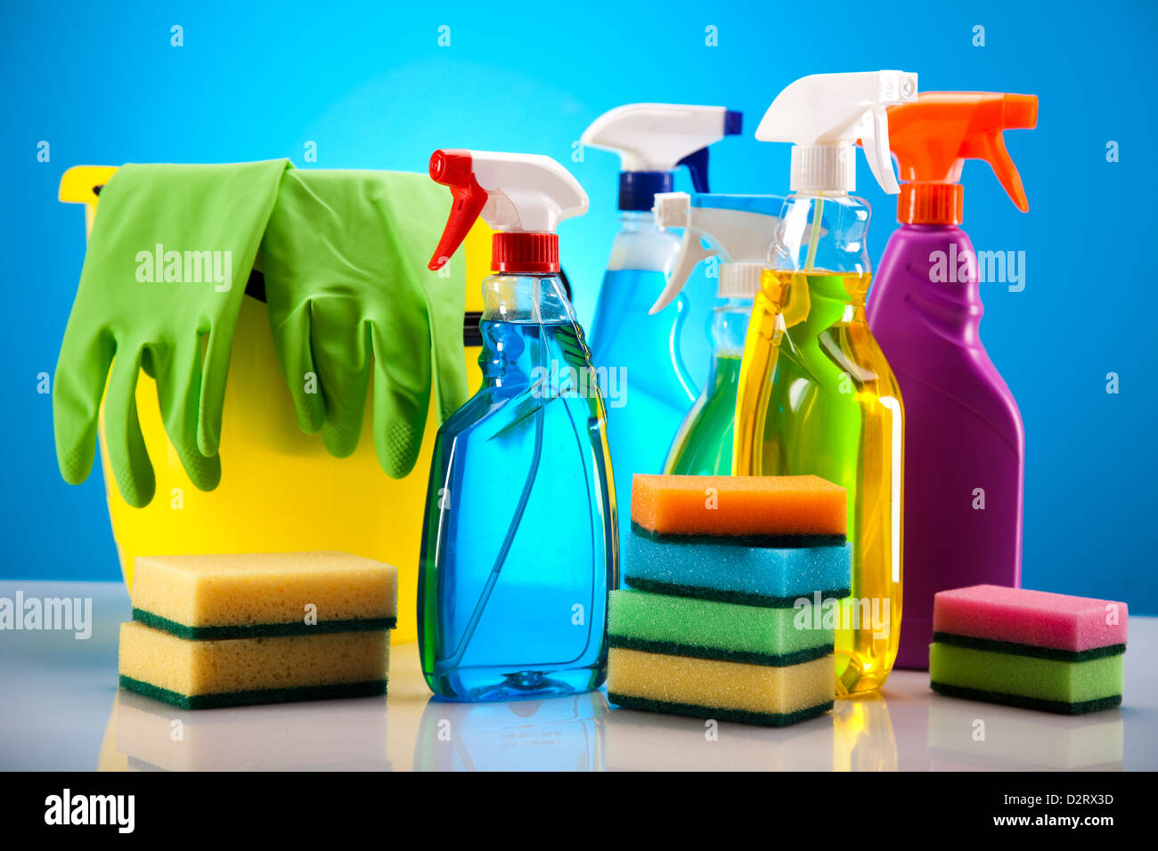 Set of cleaning products Stock Photo - Alamy