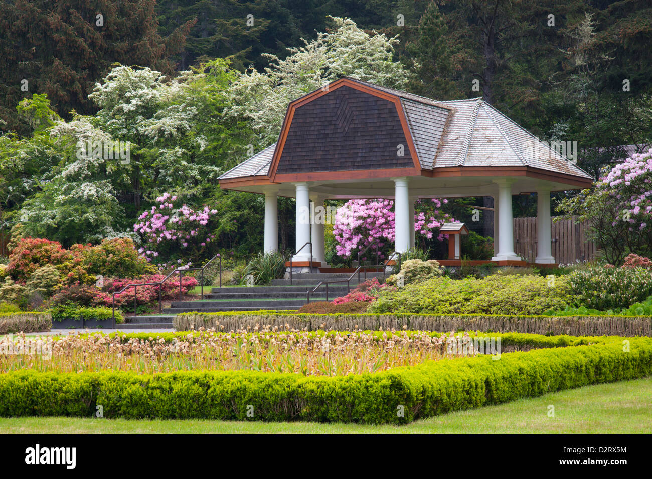 OR, Shore Acres State Park, Shore Acres Garden, Pavilion with ...