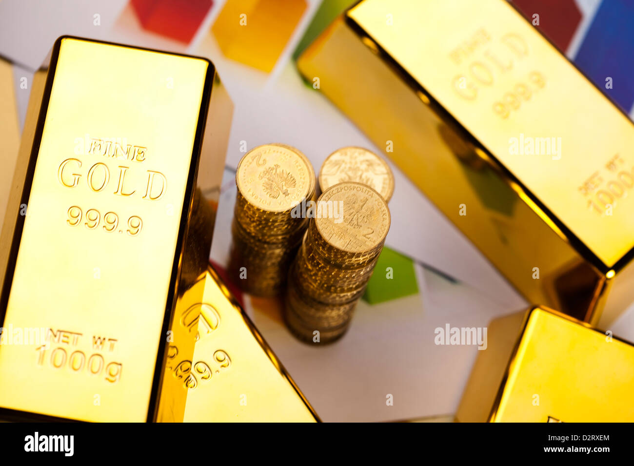 Financial indicators,Chart,Gold bar,money Stock Photo - Alamy