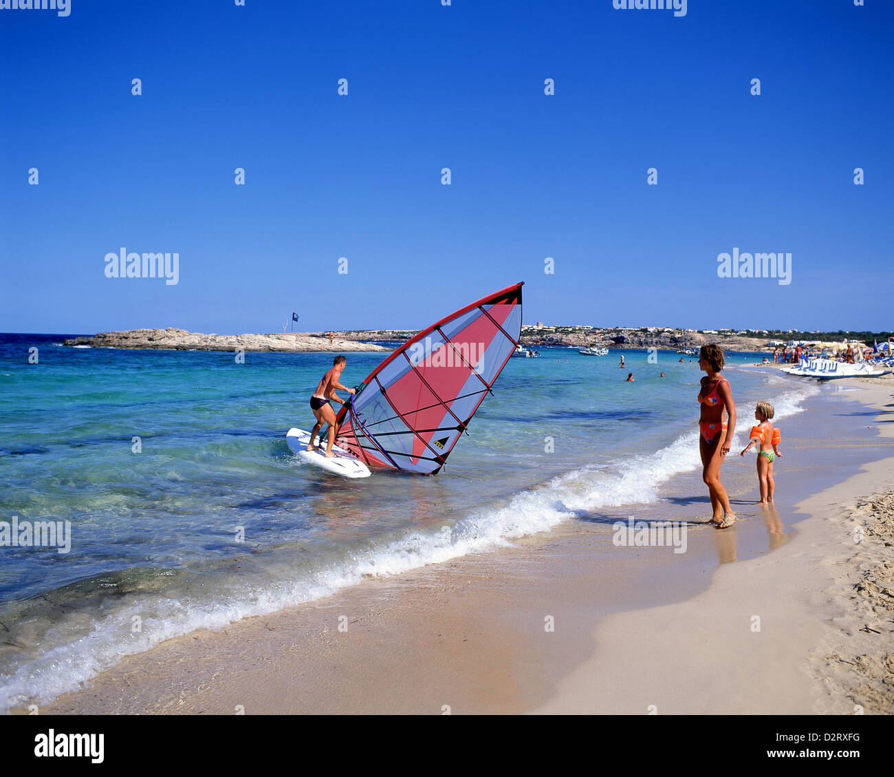 Beach view, Platja de Llevant, Formentera, Balearic Islands, Spain ...