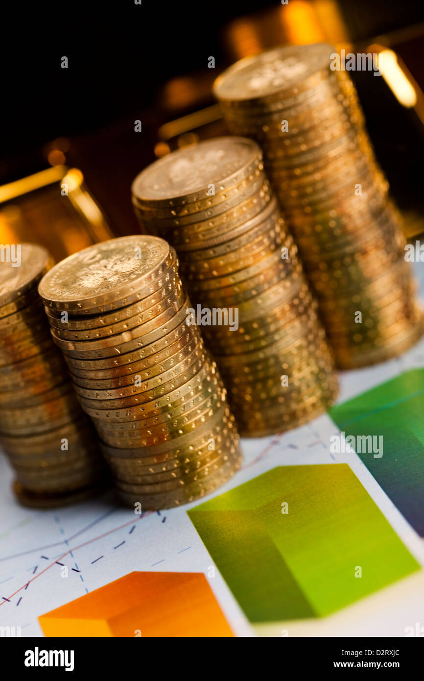 Financial indicators,Chart,Gold bar,money Stock Photo - Alamy