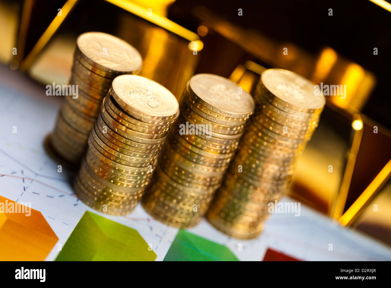 Financial indicators,Chart,Gold bar,money Stock Photo - Alamy