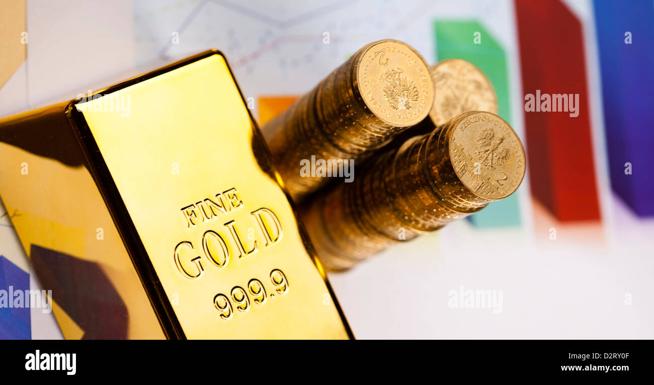 Financial indicators,Chart,Gold bar,money Stock Photo - Alamy