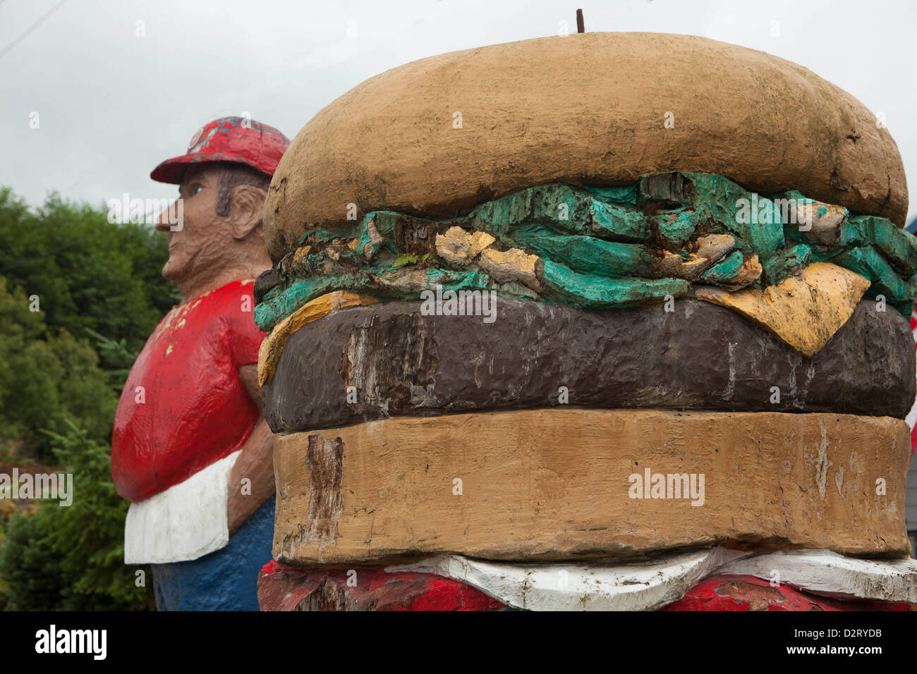 United States, Washington, Port Townsend, giant hamburger sculpture ...