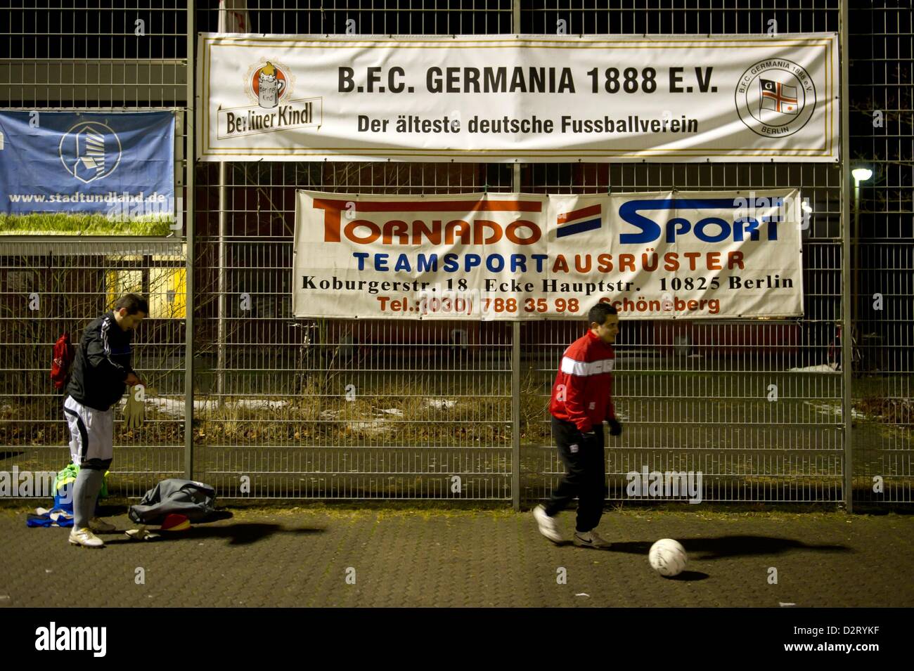 Players of the first men's team of BFC Germania 1888 take part in ...