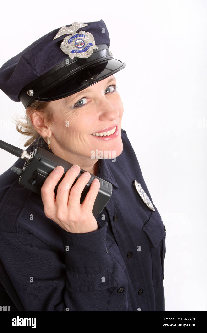Woman security officer listening radio hi-res stock photography and ...