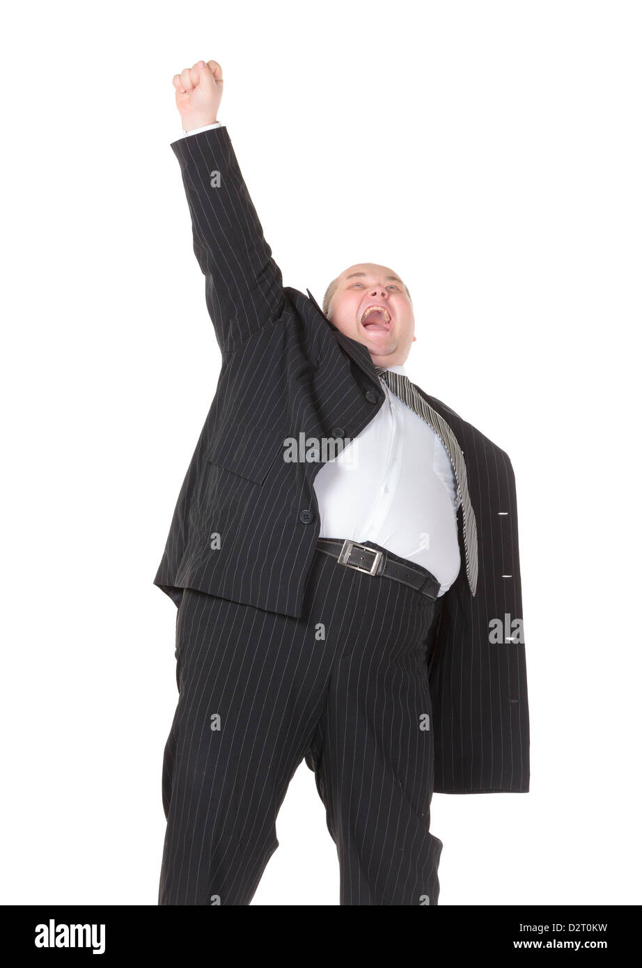Very overweight cheerful businessman, on white background Stock Photo ...
