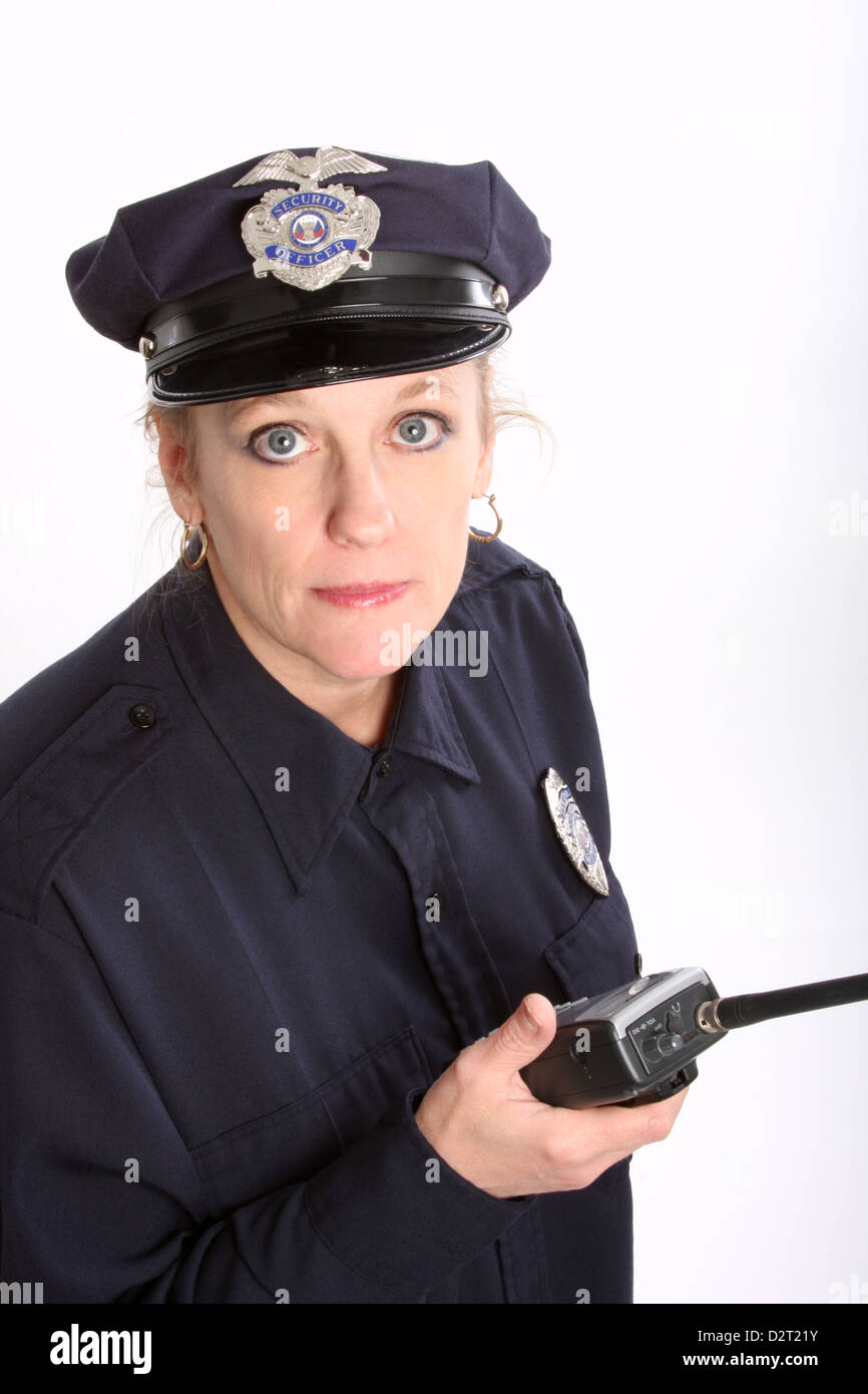 Female security guard with radio hi-res stock photography and images ...