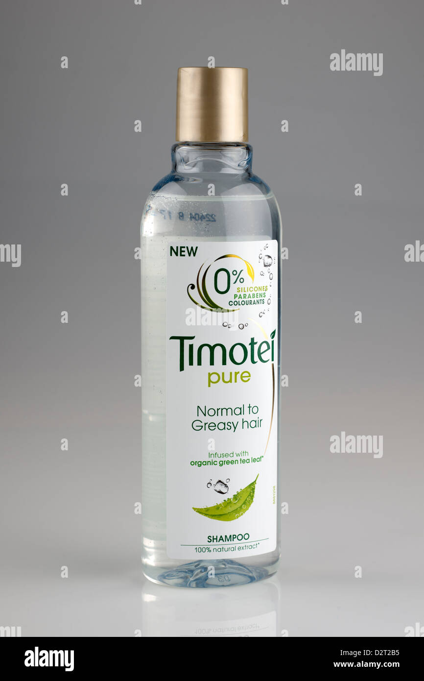 Bottle of Timotei pure normal to greasy hair organic shampoo Stock ...