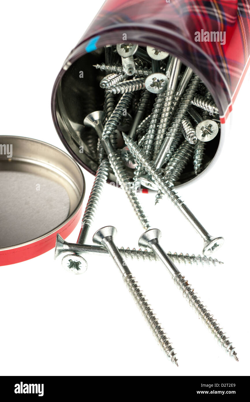 Tin of screws Stock Photo - Alamy