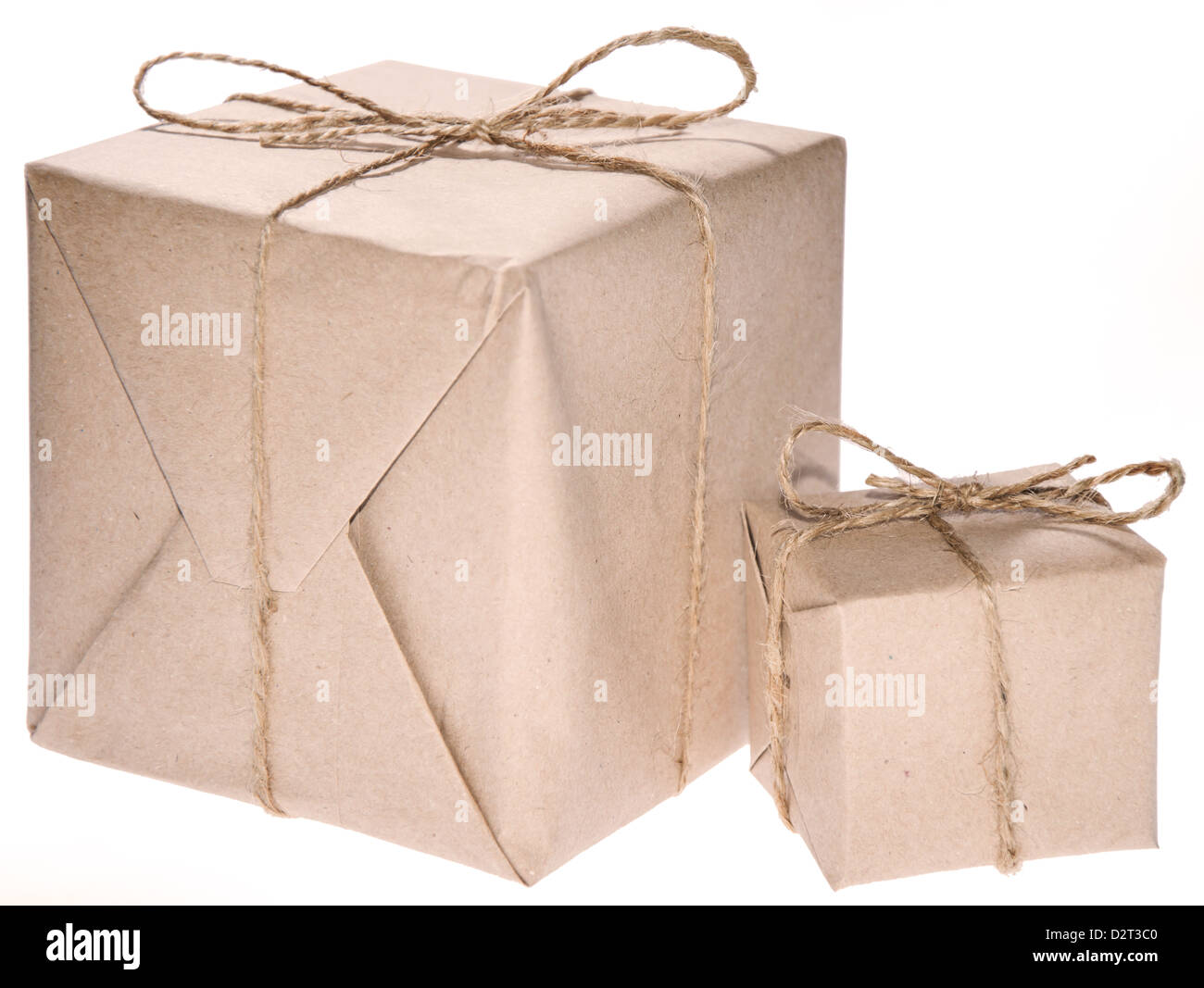 Parcels with different sizes isolated on white Stock Photo - Alamy