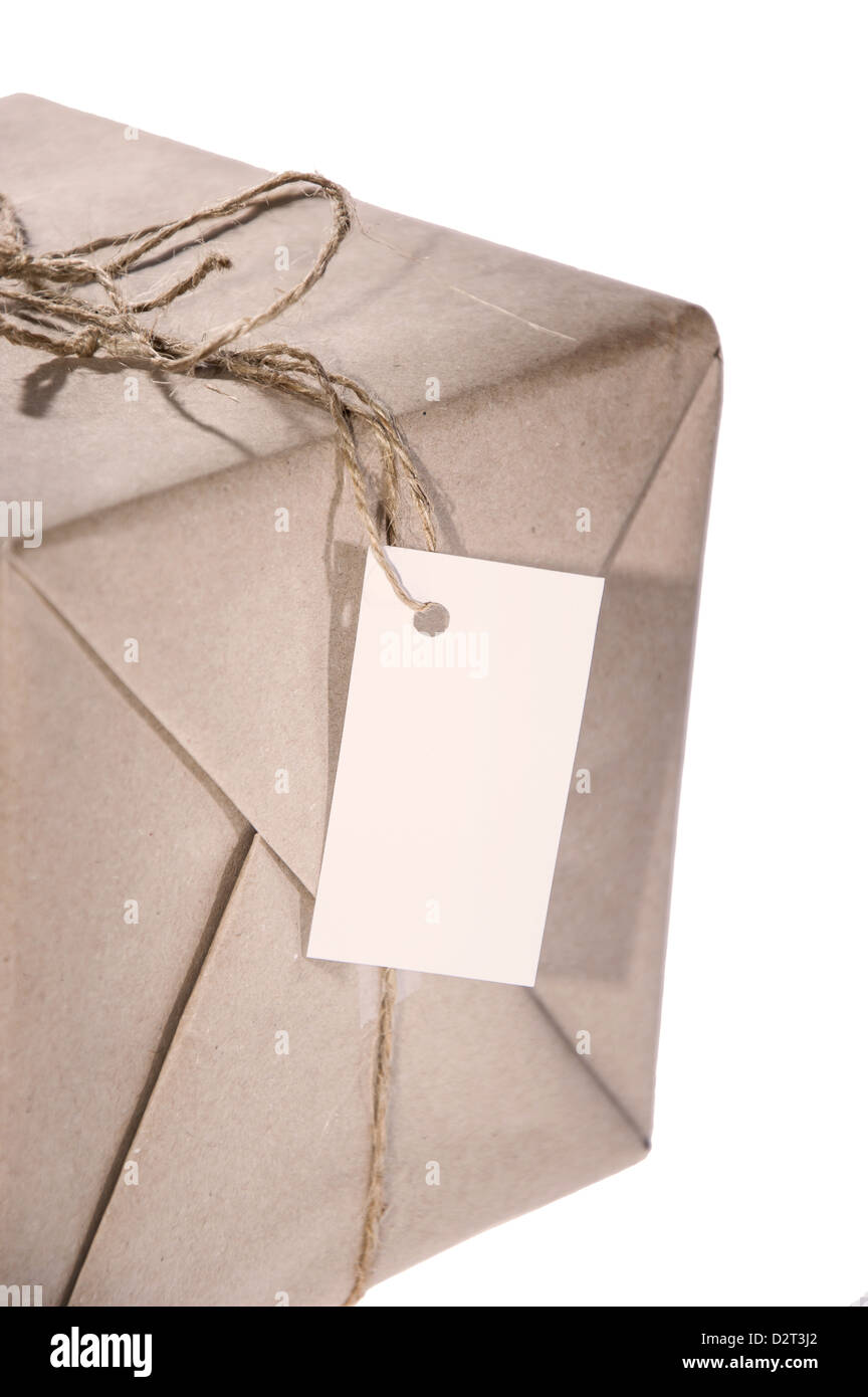 One parcel isolated on white background Stock Photo - Alamy