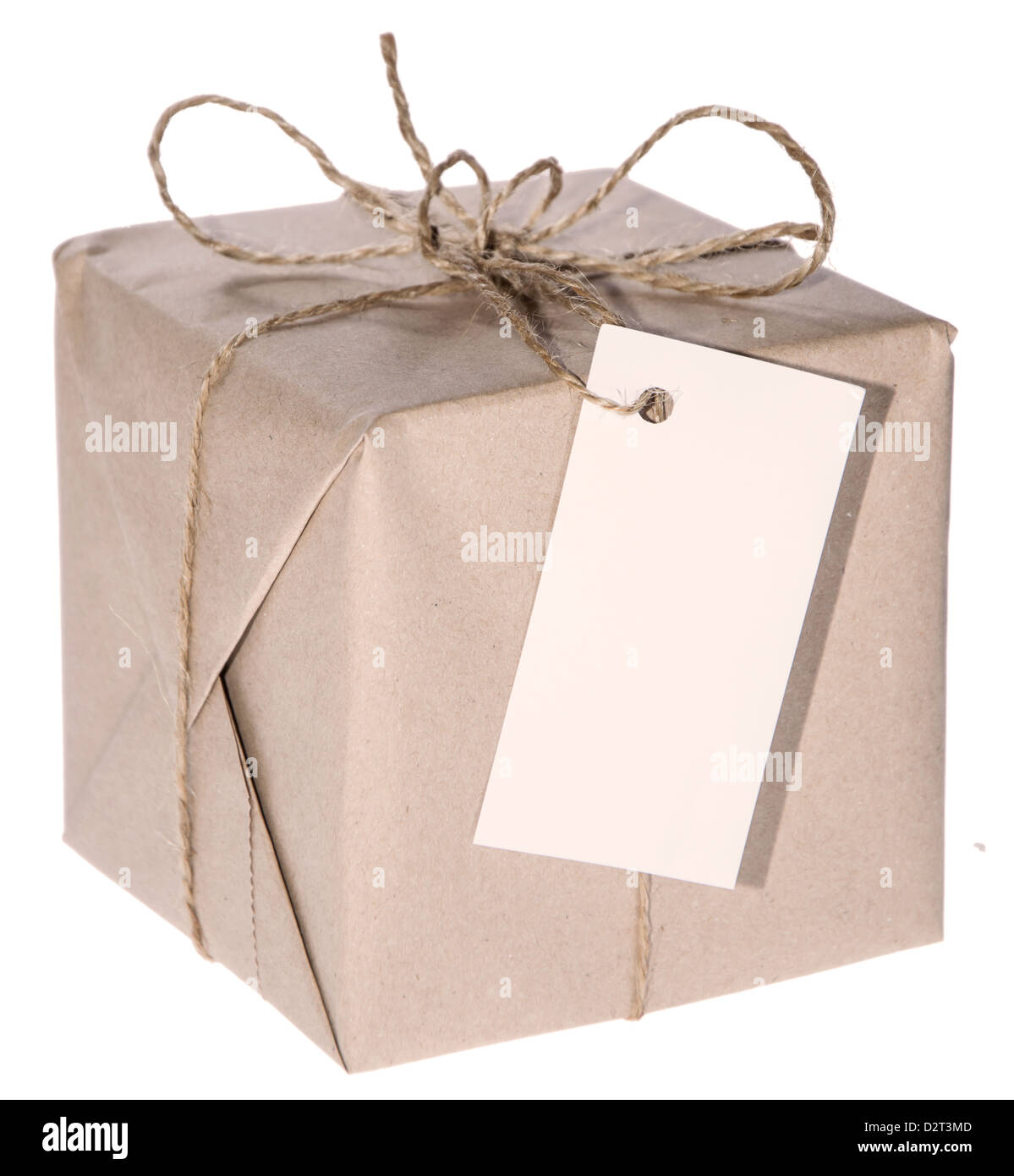 One parcel isolated on white background Stock Photo - Alamy