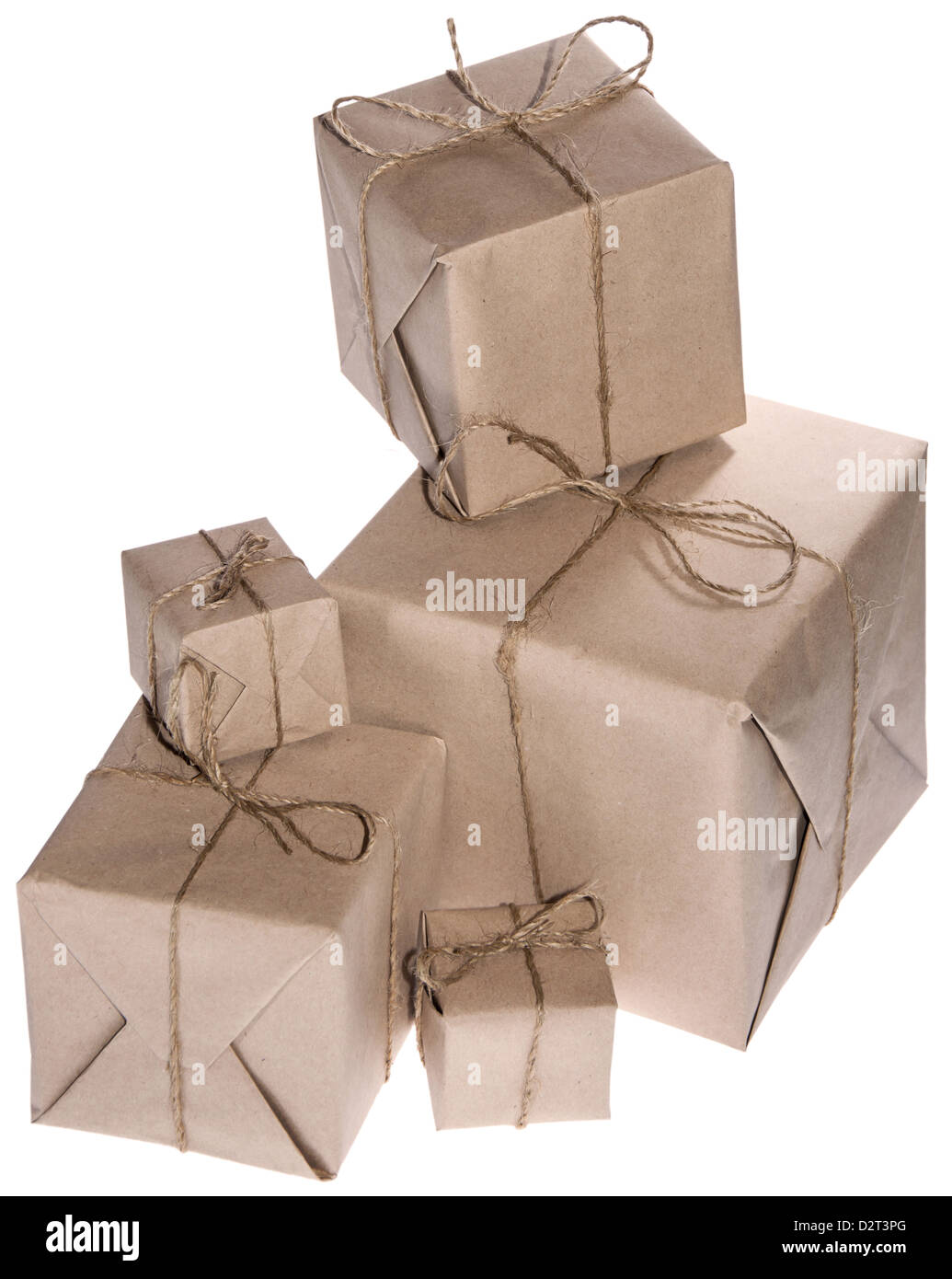 Parcels with different sizes isolated on white Stock Photo - Alamy