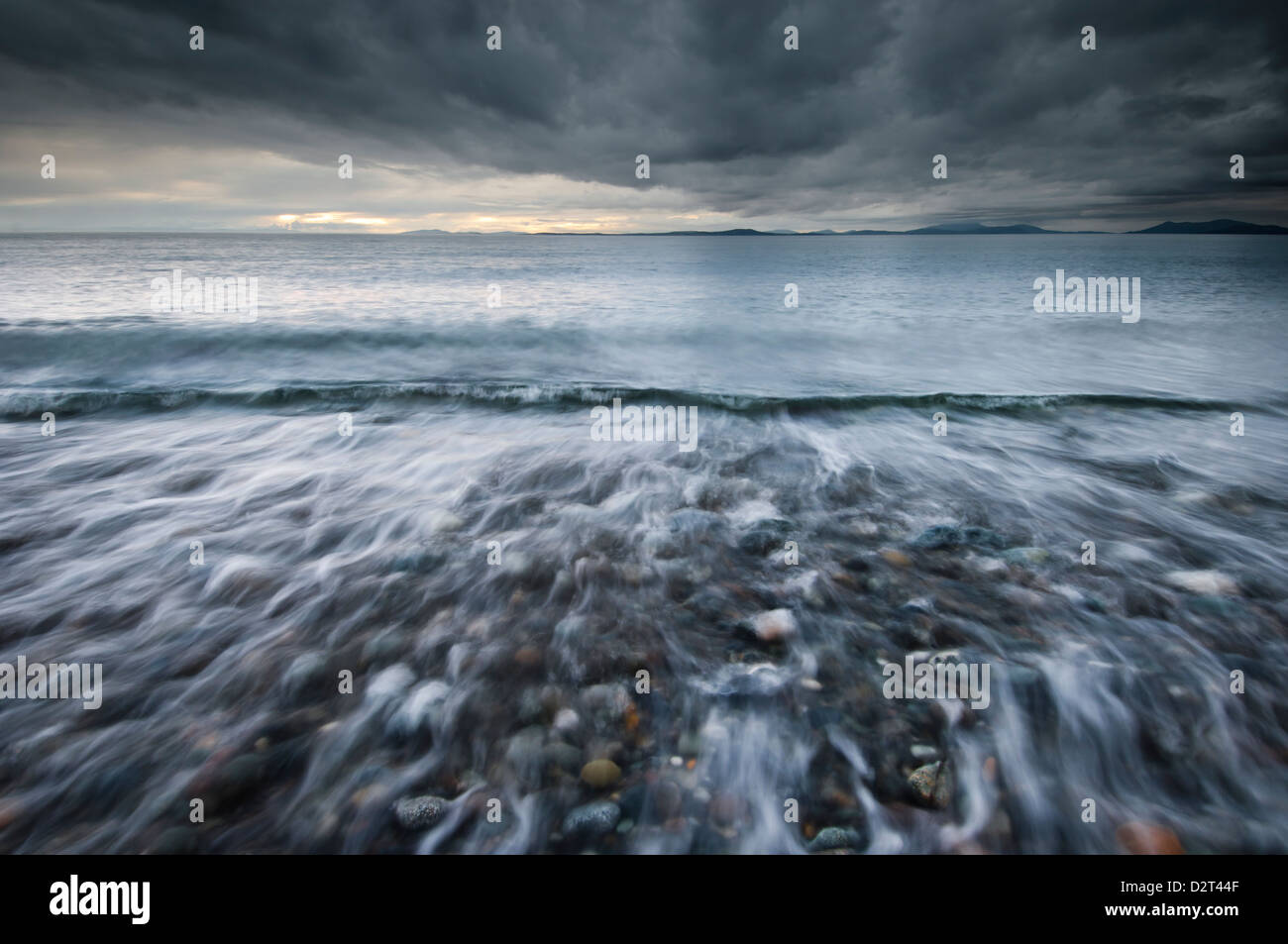 Stormy sunset at Joseph Whidbey State Park, Whidbey Island, Washington ...