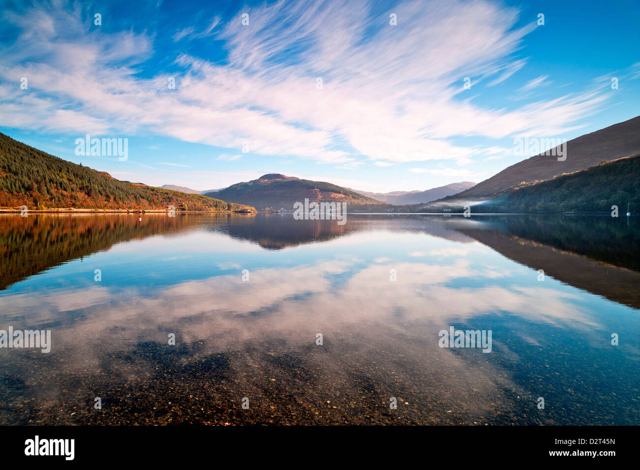 A view from Ardgartan looking up Loch Long towards Arrochar village ...