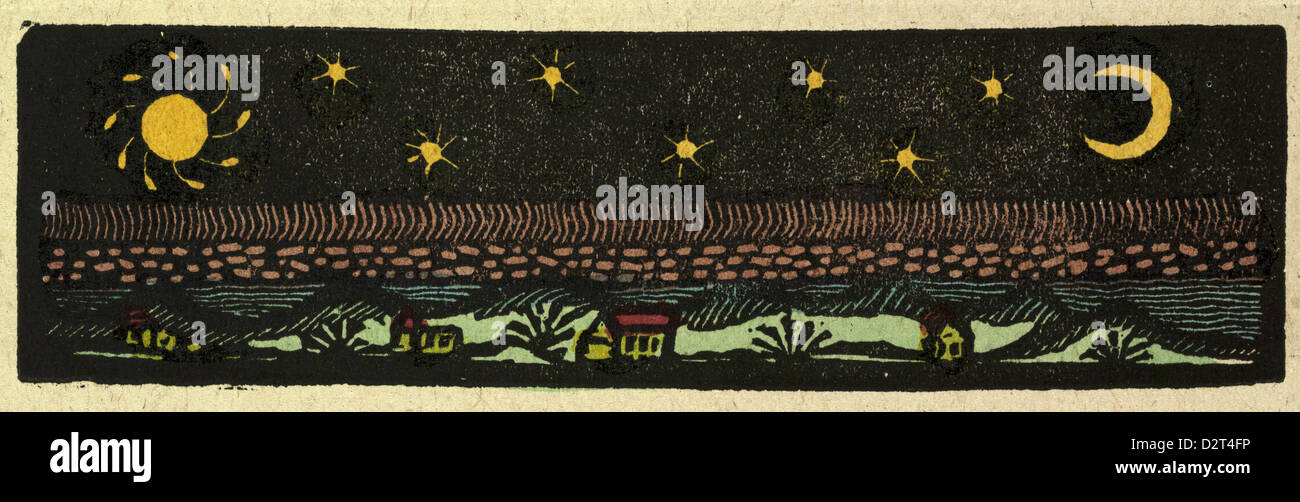 illustration of English tales folk tales and ballads. Stars in a dark ...