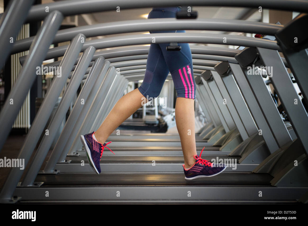 Berlin, Germany, a woman on the treadmill at McFit Stock Photo - Alamy