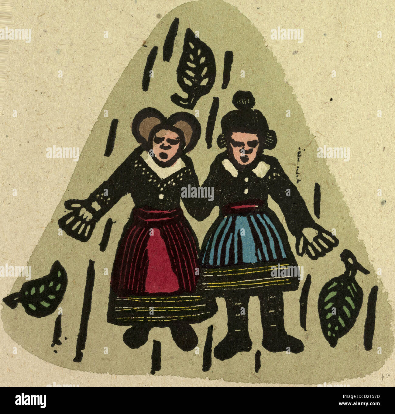 illustration of English tales folk tales and ballads. Two women Stock ...