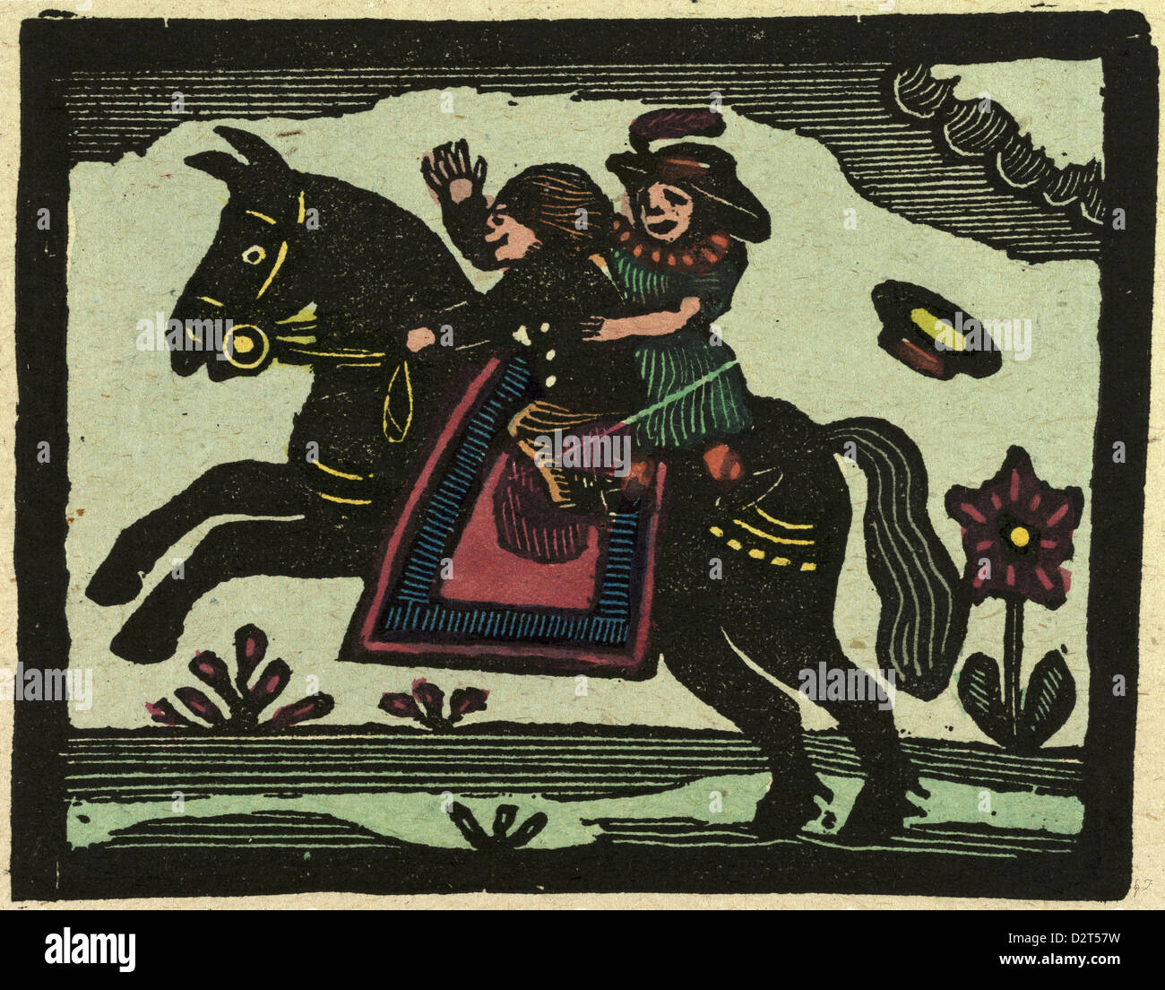 illustration of English tales folk tales and ballads. Two children on a ...