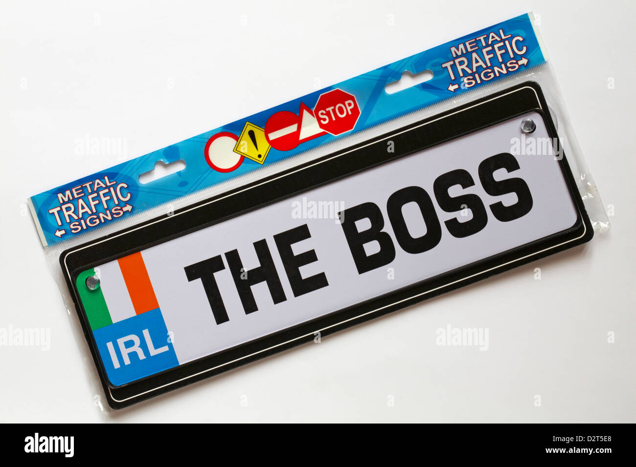 metal traffic signs - The Boss sign IRL Stock Photo - Alamy