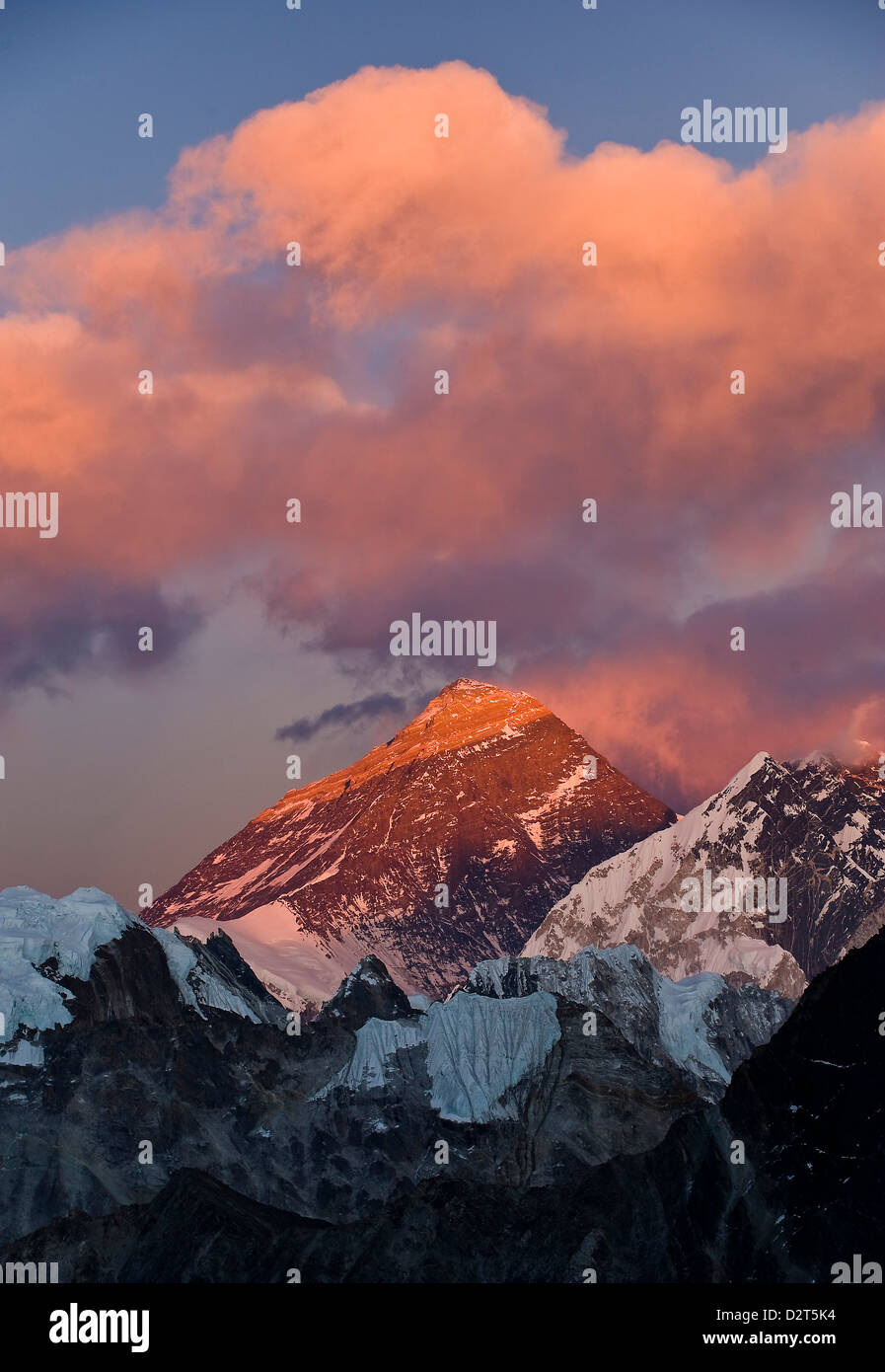 View from Gokyo Ri of Mount Everest, and Mount Lhotse, Dudh Kosi Valley ...